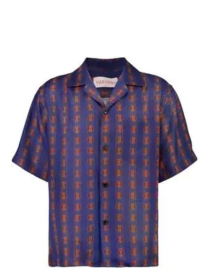 Valentino Garavani Voyage Imaginaire Bowling Linen Shirt - Blue