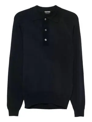 TOM FORD Knitted Polo Sweater - Blue