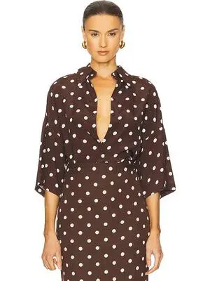 Hemant & Nandita Oversized Polka Dot Shirt - Brown & White