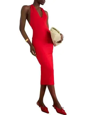 Jacquemus Pasadena Gathered Crepe Midi Dress - Red