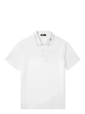 Versace Medusa Embroidered Cotton-piqué Polo Shirt - White