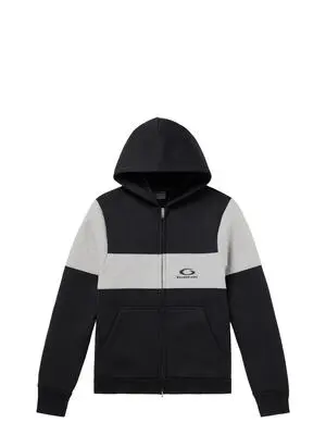 Balenciaga Logo-embroidered Colour-block Hoodie - Gray