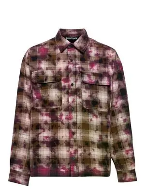 Palm Angels Curved-logo Check Shirt - Brown