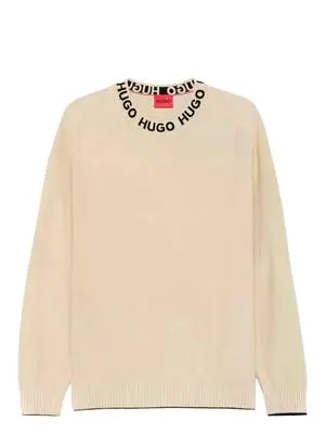 Hugo Logo-collar Sweater - Neutrals