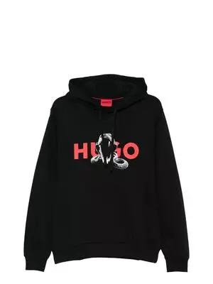 Hugo Animal-print Hoodie - Black