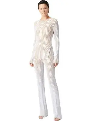 Missoni Ribbed Sequined Palazzo Trousers - White & Beige