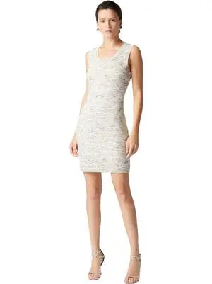 Missoni Sleeveless Sequined Mini-dress In Slub Knit - White & Beige