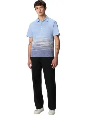 Missoni Slub Cotton And Linen Polo Shirt With Zigzag Embroidery - Blue