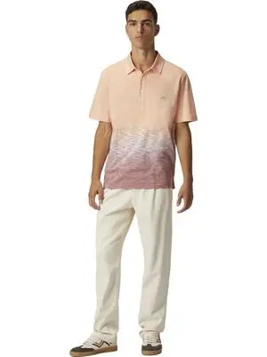 Missoni Slub Cotton And Linen Polo Shirt With Zigzag Embroidery - Orange & Red