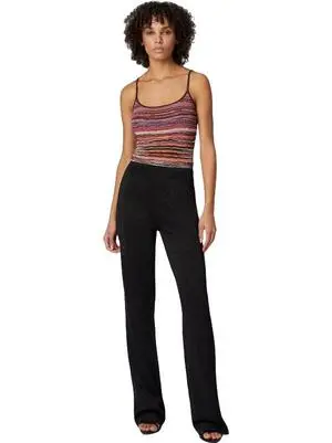 Missoni Straight Trousers In Lamé Viscose - Black