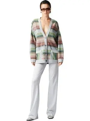 Missoni Straight Trousers In Lamé Viscose - Silver