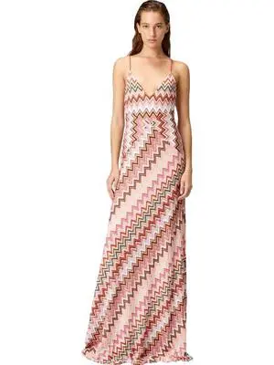 Missoni Long Patchwork Dress With Zigzag Pattern - Multicoloured
