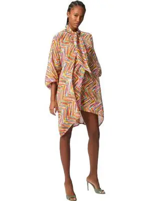 Missoni Printed Cotton & Silk-blend Asymmetrical Blouse With Matching Scarf - Multicoloured