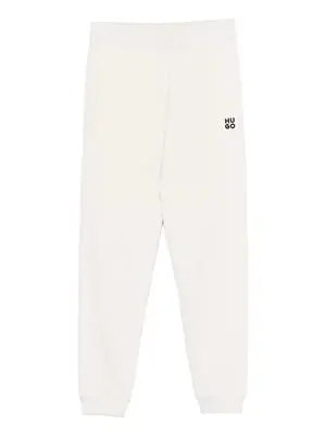 Hugo Stacked-logo Cotton Track Pants - Neutrals