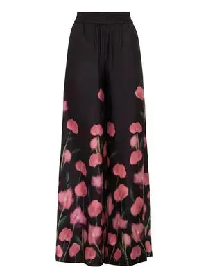 La DoubleJ Floral-print Palazzo Pants - Black