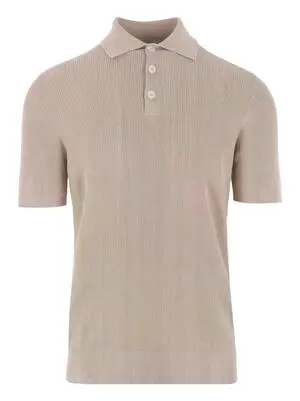Brunello Cucinelli Ribbed-knit Polo Shirt - Neutrals
