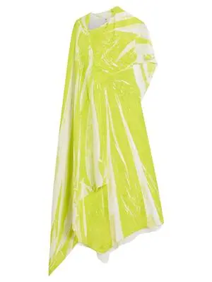 ROKSANDA Pascale Cape-effect Printed Taffeta Midi Dress - Bright Yellow