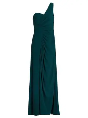 Halston Verdianna One-shoulder Gown - Dark Green