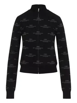 Balenciaga Logo-jacquard Cardigan - Black
