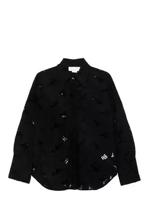 GENNY Floral-embroidered Shirt - Black