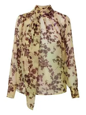 Elisabetta Franchi Elisabetta Franchi Floral Print Silk Blouse Neutrals
