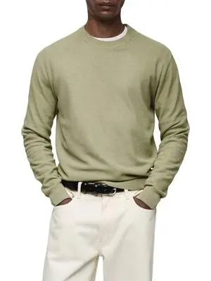 Mango Microstructure Crewneck Sweater - Green Apple