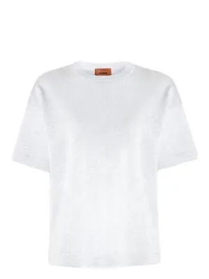 Missoni Oversized Crewneck Lamé Viscose Sweater Silver