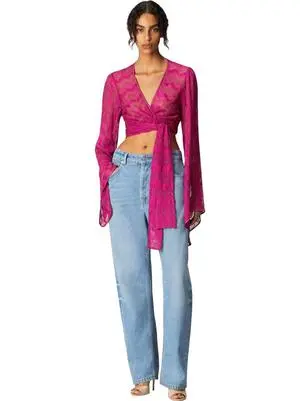 Missoni Crop Top With Front Knot - Purple