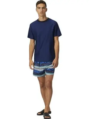 Missoni Tone-on-tone Zig Zag Cotton Jersey Crewneck T-shirt - Blue