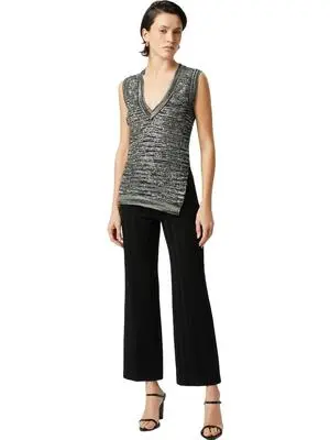 Missoni Sleeveless Top In Slub Knit With Sequins - Green & Black