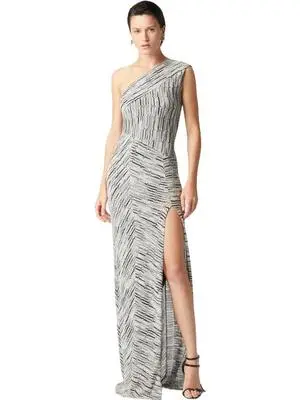 Missoni Long One-shoulder Dress With Lamé Motif And Slit - Multicoloured