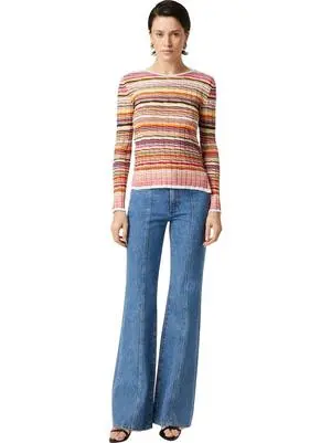 Missoni Striped Cotton And Viscose Ribbed Sweater Blue