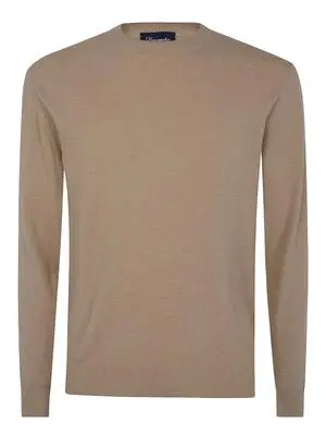 DRUMOHR Long Sleeve Round Neck Sweater - Beige