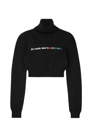 Palm Angels All Roads Cropped Turtleneck - Black