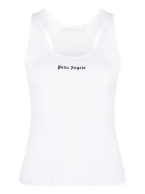 Palm Angels Classic Logo Rib Tank Top - White
