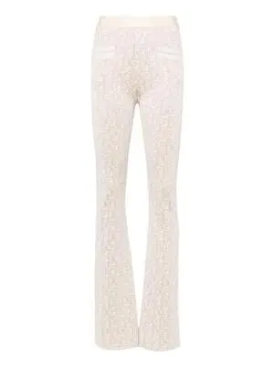 Palm Angels Monogram Jacquard Knit Pants - Beige
