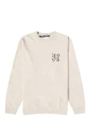 Palm Angels Pa Monogram Linen Crewneck Sweatshirt - Beige