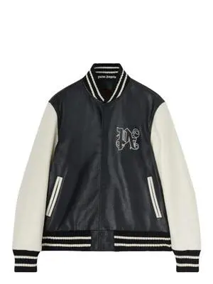 Palm Angels Pa Monogram Classic Varsity Jacket - Black