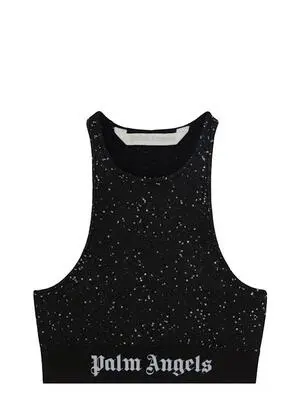 Palm Angels Soiree Knit Logo Top - Black