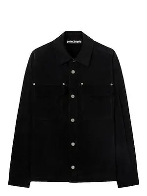 Palm Angels Velvet Back Logo Overshirt - Black