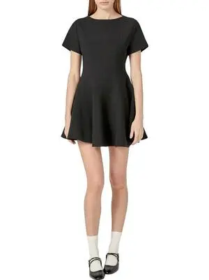 English Factory Flare Mini Dress - Black