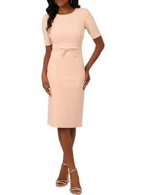 Adrianna Papell Bow Front Sheath Dress - Blush