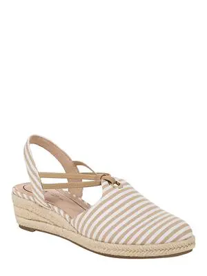 LIFESTRIDE LifeStride Kennedy Espadrille Wedge Sandal Tan/ White