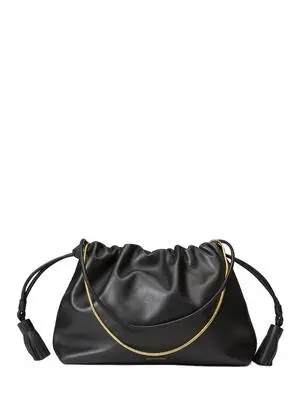 Veronica Beard Leather Stash Bag With Chain Strap Black
