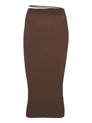 Jacquemus Pralu Ribbed-knit Midi Skirt - Brown