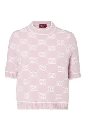 Gucci Gg Wool Bouclé Jacquard Top - Pink