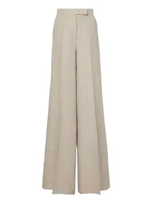Max Mara Max Mara Sequoia High-Rise Wide-Leg Linen Pants Beige