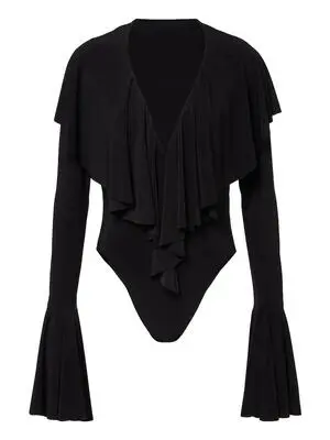 Norma Kamali Ruffled Bodysuit - Black