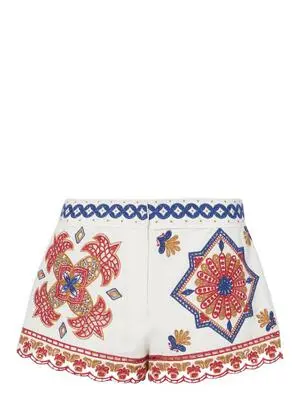 Farm Rio Embroidered Cotton-blend Shorts - Multicoloured