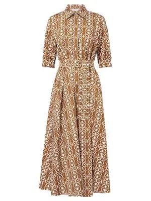Max Mara Luxgi Printed Cotton Midi Dress - Orange